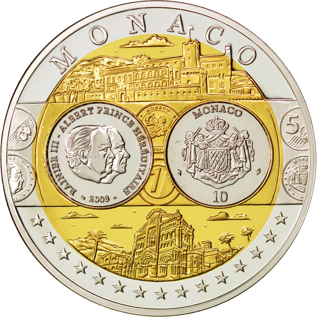 #69261 Les premières frappes en hommage à l'Euro, Monaco, Médaille ... #69261 Les premières frappes en hommage à l'Euro, Monaco, Médaille ...