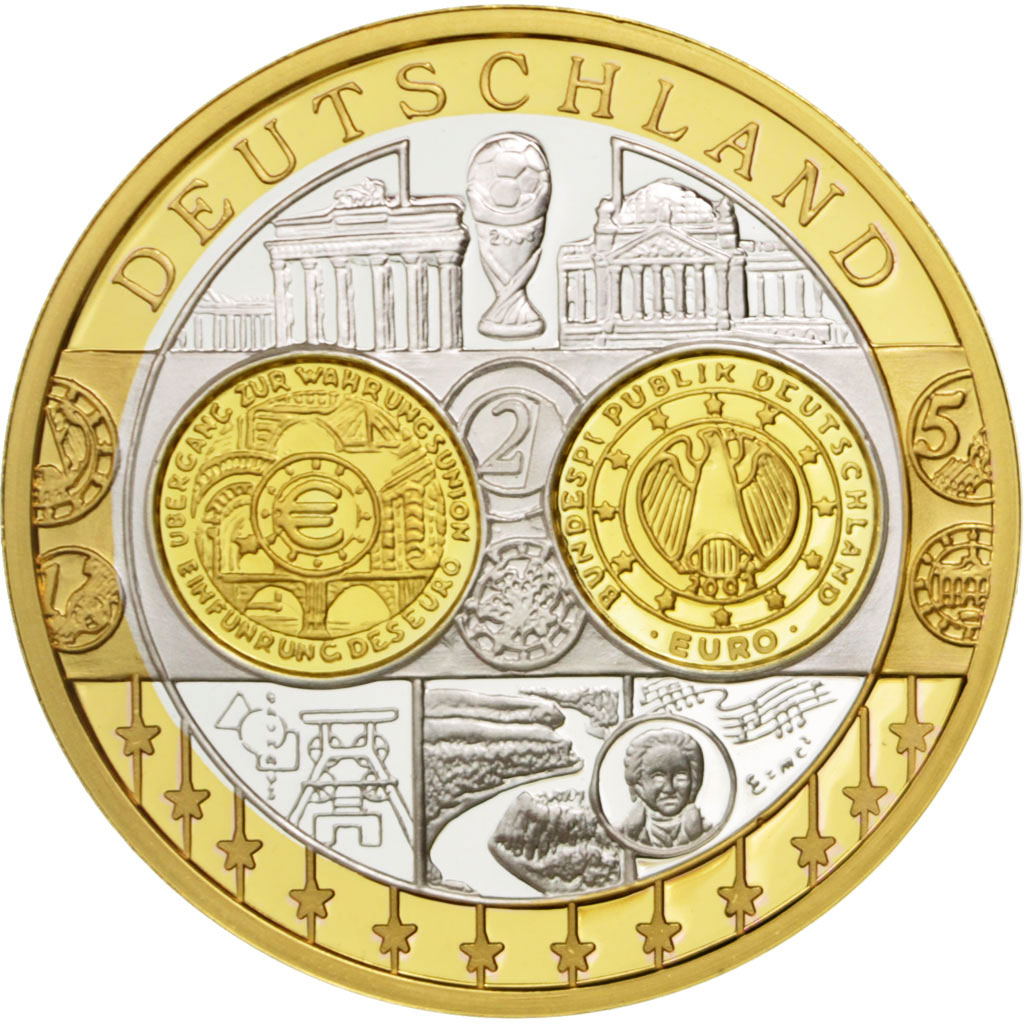 #69711 Les premières frappes en hommage à l'Euro, Allemagne, Médaille ... #69711 Les premières frappes en hommage à l'Euro, Allemagne, Médaille ...