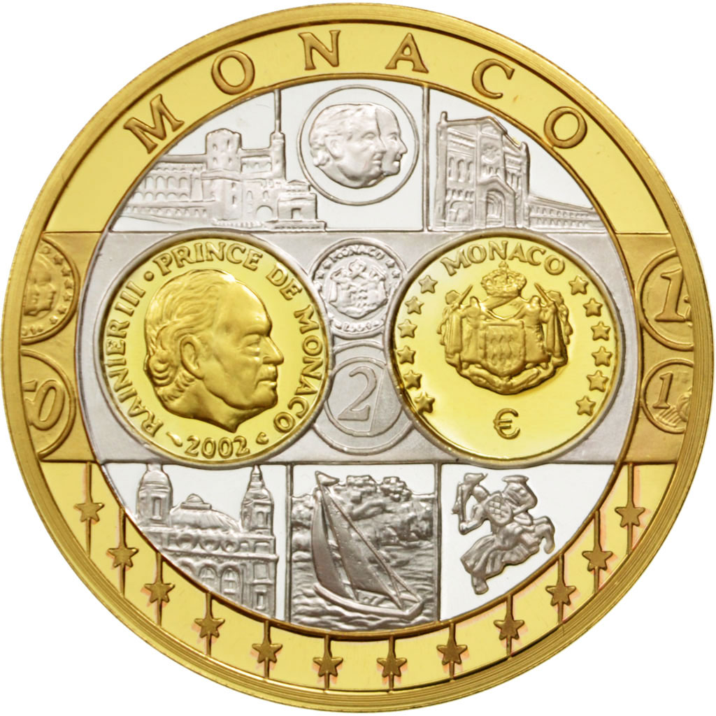 #69713 Les premières frappes en hommage à l'Euro, Monaco, Médaille ... #69713 Les premières frappes en hommage à l'Euro, Monaco, Médaille ...